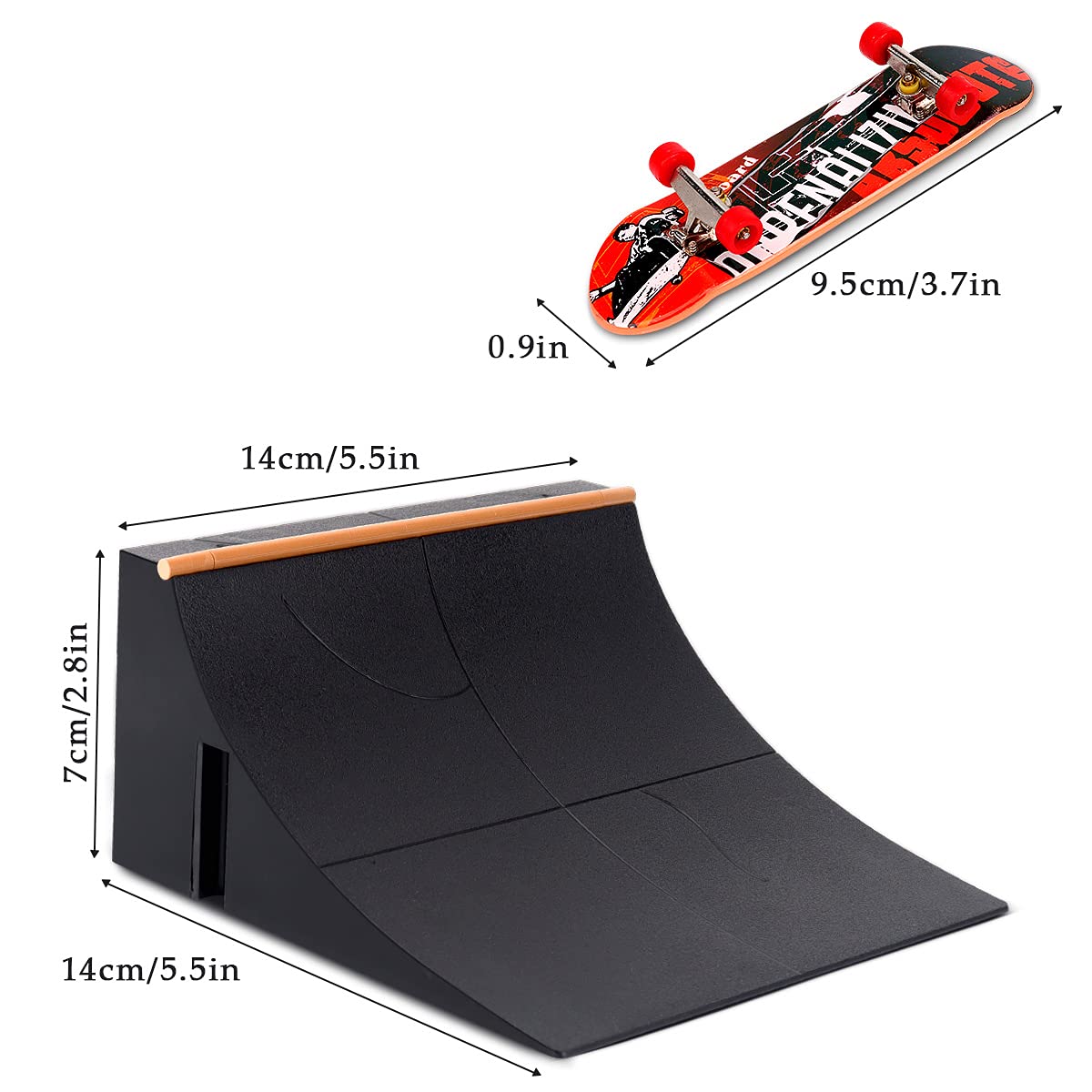 KETIEE Fingerboard Ramps, Finger Skateboard Ramp Set Finger Skatepark Kit with Rail Skateboard Skate Park Kit Fingerboard Skate Set with Skateboards Ramps, 1 Finger Boards for Training - Style B
