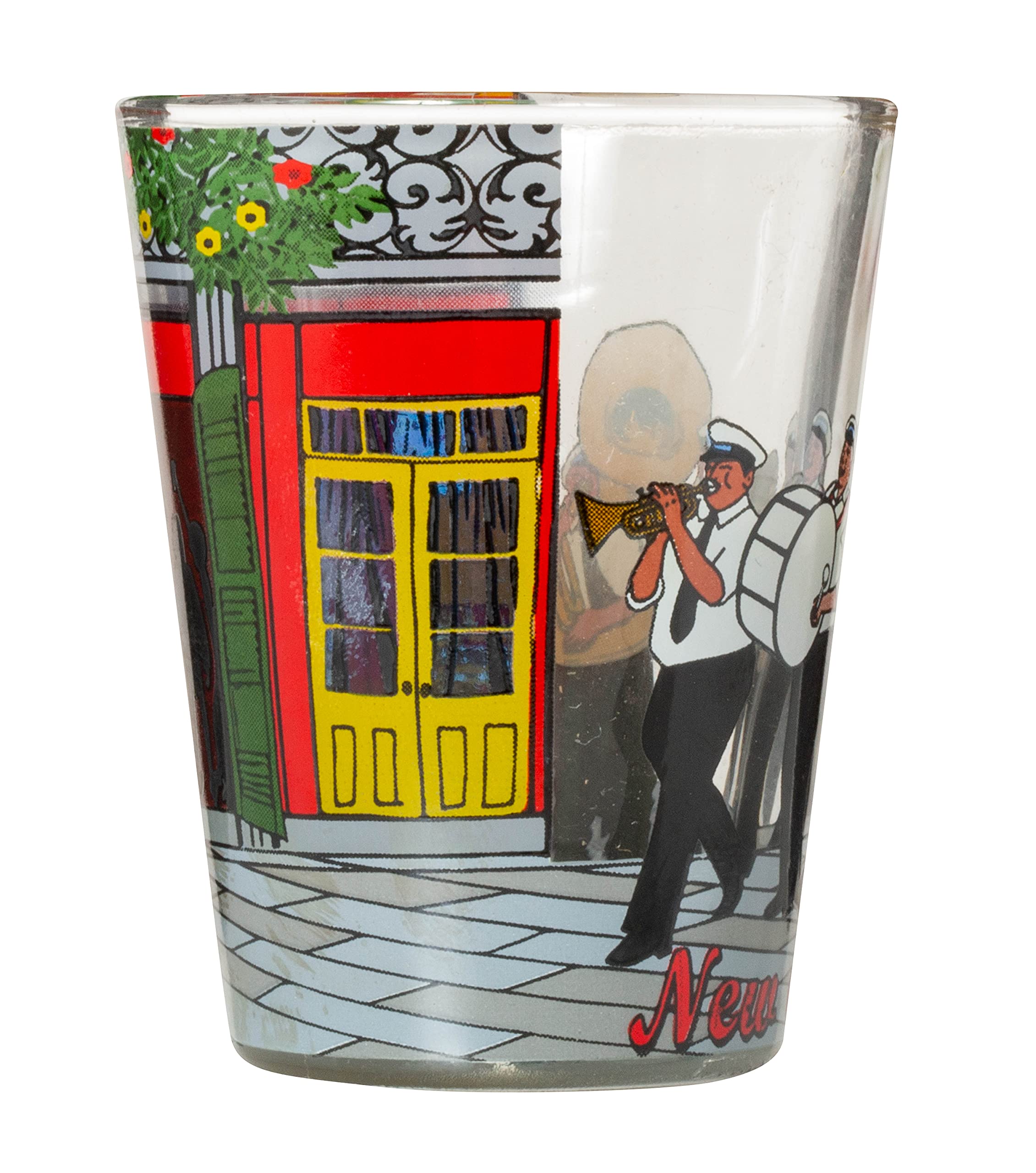 Artisan Owl New Orleans Jazz Brass Band Full Wrap Souvenir Shot Glass
