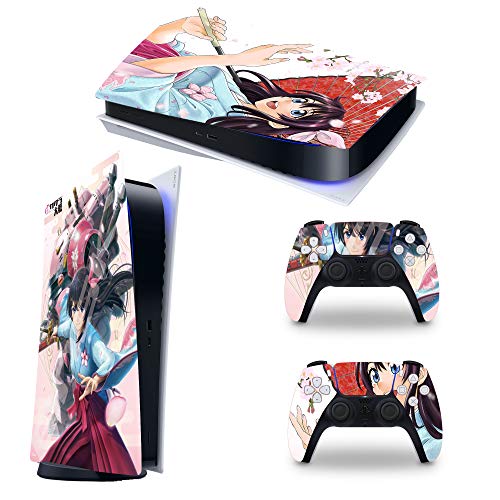 Anime Girl battle - PS5 Digital Edition Skin Console and 2 Controller, Vinyl Decal Sticker Full Cover Protective
