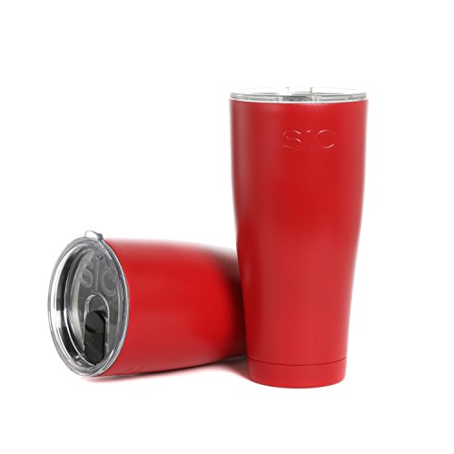 Seriously Ice Cold SIC 30oz Insulated Travel Tumbler Mug, Premium Double Wall Stainless Steel, Leak Proof BPA Free Lid (Matte Red)