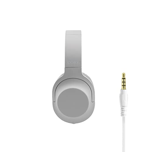 Coby Super Bass Stereo Wired Headphones, Adjustable Headband | 3.5 mm Stereo Plug w/Remote| On Ear Wired Headset, Over Ear Headphone | One-Touch Answer Button with Built-in Mic (White)