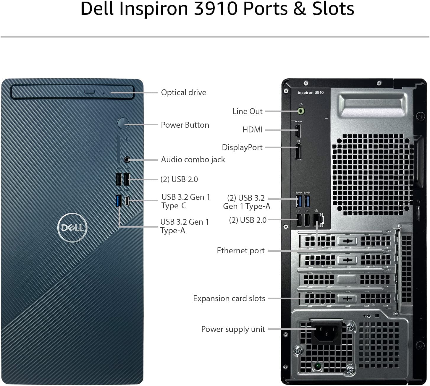 Dell Inspiron i3891 Desktop Computer - 11th Gen Intel 8-Core i7-11700 up to 4.90 GHz Processor, 64GB DDR4 Memory, 512GB SSD + 12TB HDD, Intel UHD Graphics 630, DVD Burner, Windows 11 Pro
