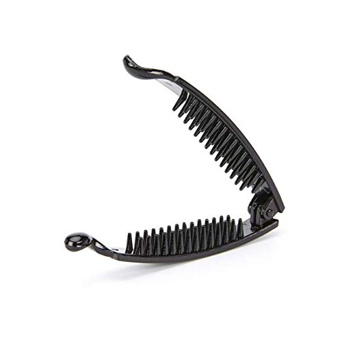 Aeyistry 2 Pcs Banana Hair Clips,Banana Combs Clip for Ponytail Holder Girls and Women(Black,Brown)