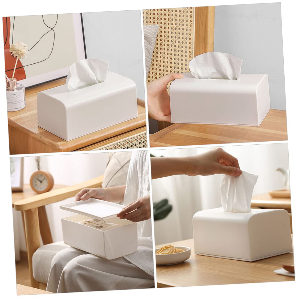 Amosfun 5pcs Box Paper Storage Box Car Tissue Holder Desktop Storage Case Rectangular Paper Holder Modern Tissue Case Tissue Case Container Pp Remote Control Toilet Paper Box White Office