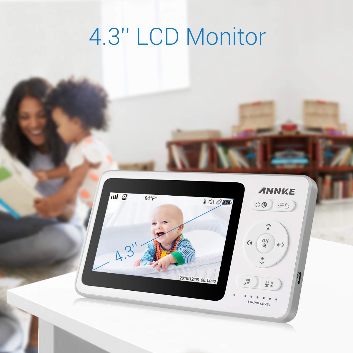 ANNKE 4.3" Large Color Screen Camera, 1000ft Wireless Range, Night Vision, Two Way Talk, Temperature Monitor, Lullabies