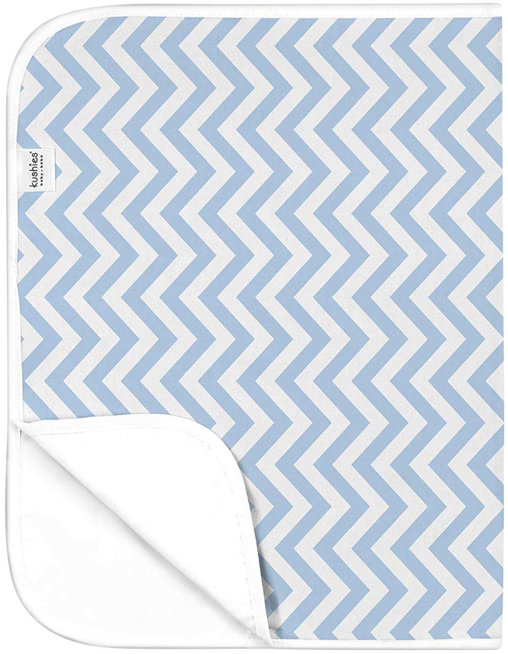 Kushies Deluxe Waterproof Changing Pad Liners - 20 x 30 inches Baby Changing Table Liners - Baby Changing Pads - Diaper Changing Flat Liner Pad Waterproof Portable (Blue Chevron)