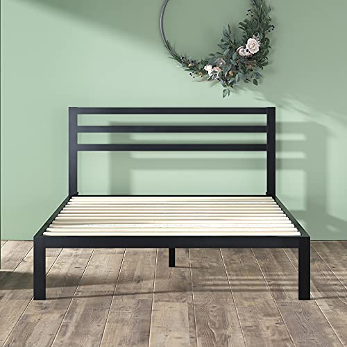 ZINUS Mia Metal Platform Bed Frame with Headboard / Wood Slat Support / No Box Spring Needed / Easy Assembly, King, Black