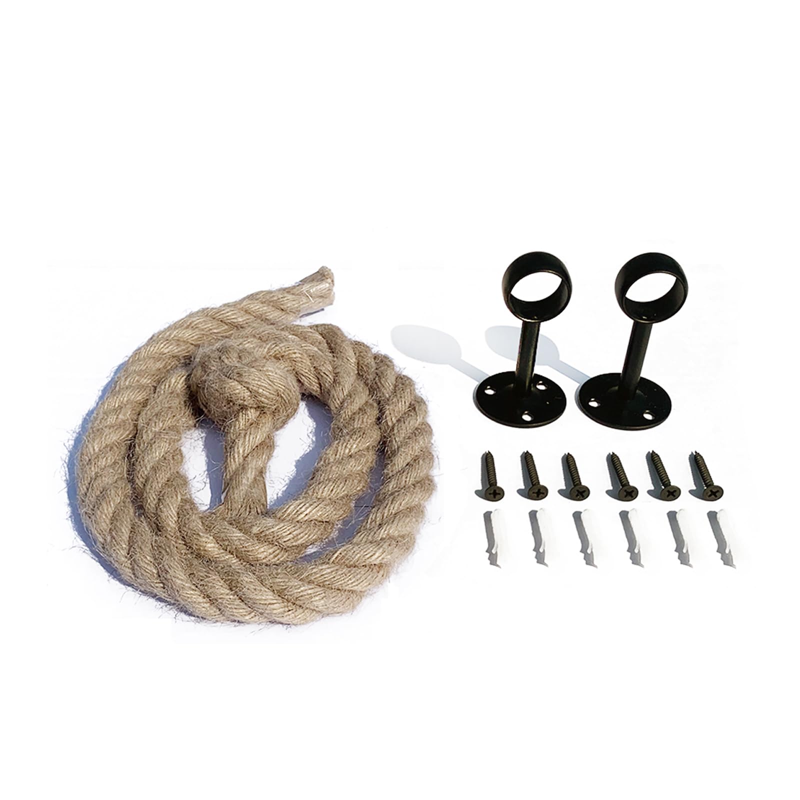 Perfeso.L 26'' Nautical Rope Towel Bar Wall Mounted Black Coastal Towel Rack Unique Knot for Nautical Bathroom Decor Bathroom Accessories Towel Holder