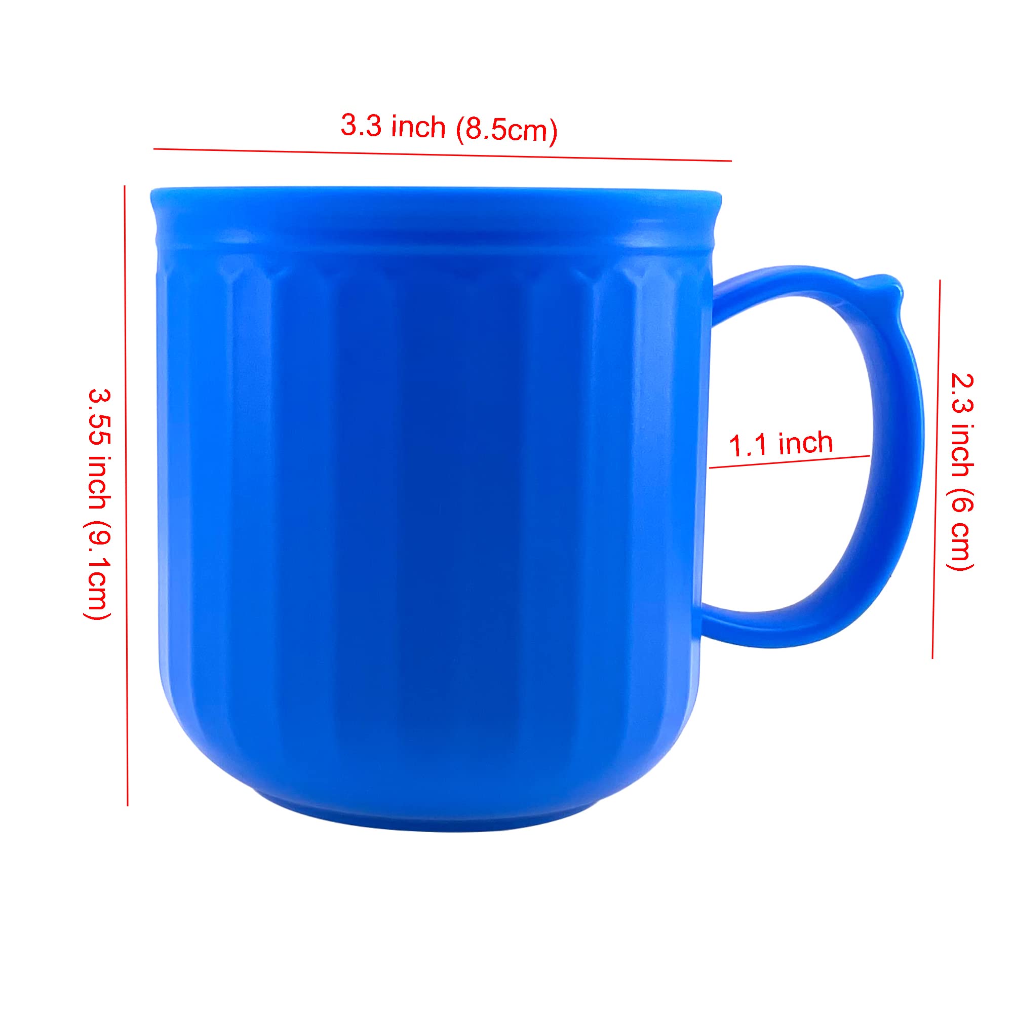 AOYITE Plastic Coffee Cups with Handles - Unbreakable BPA Free Coffee Mugs 13 oz set of 4 - Reusable Dishwasher Safe Hard Drinking Cups for Kids Kitchen Outdoor (Thick Wall)