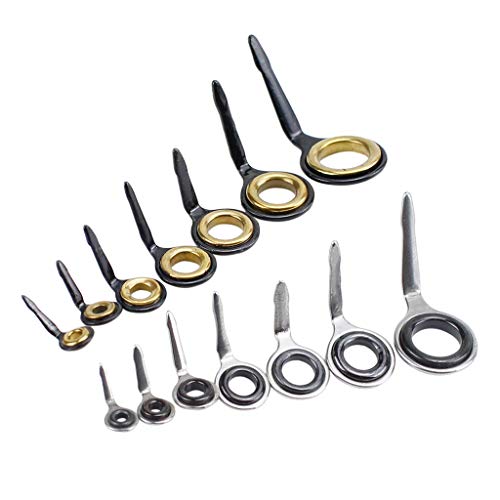 AFANGMQ 14pcs Set Mixed Sizes Fishing Rod Eyes Guides Line Rings Pole Tip Top Set Spinning Casting Rod Repair Kit Accessories Pesca