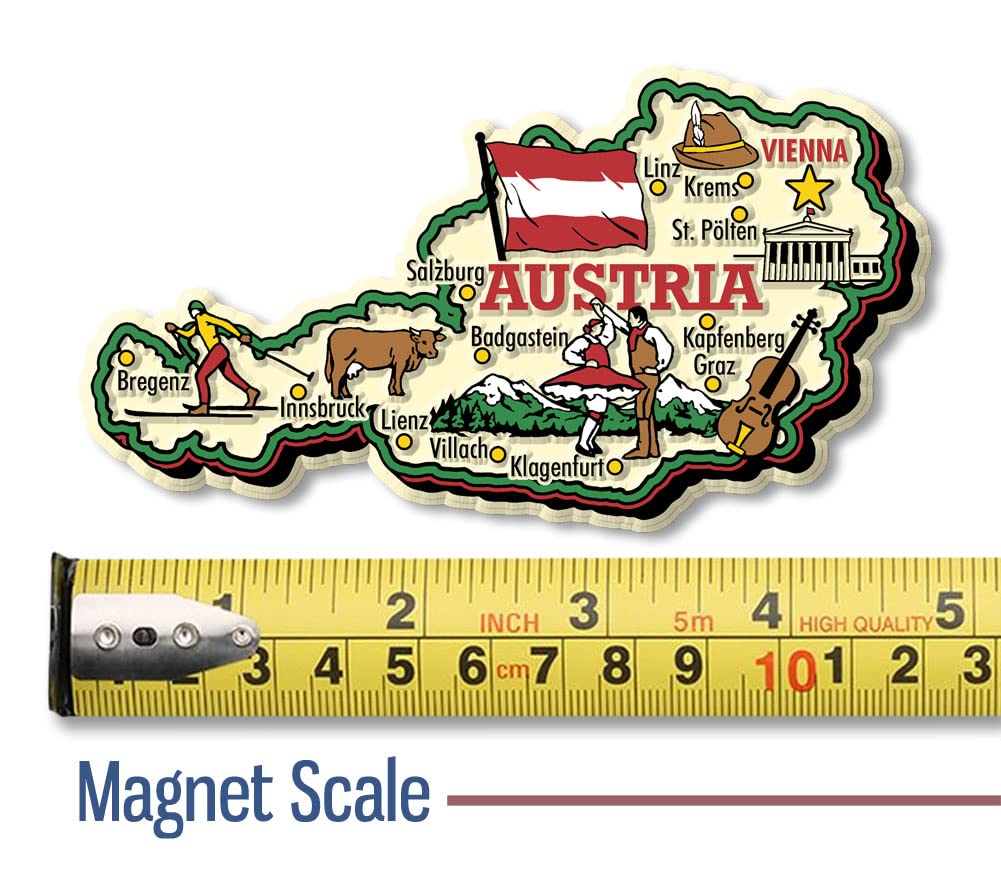 Austria Jumbo Country Map Magnet by Classic Magnets, Collectible Souvenirs Made in The USA