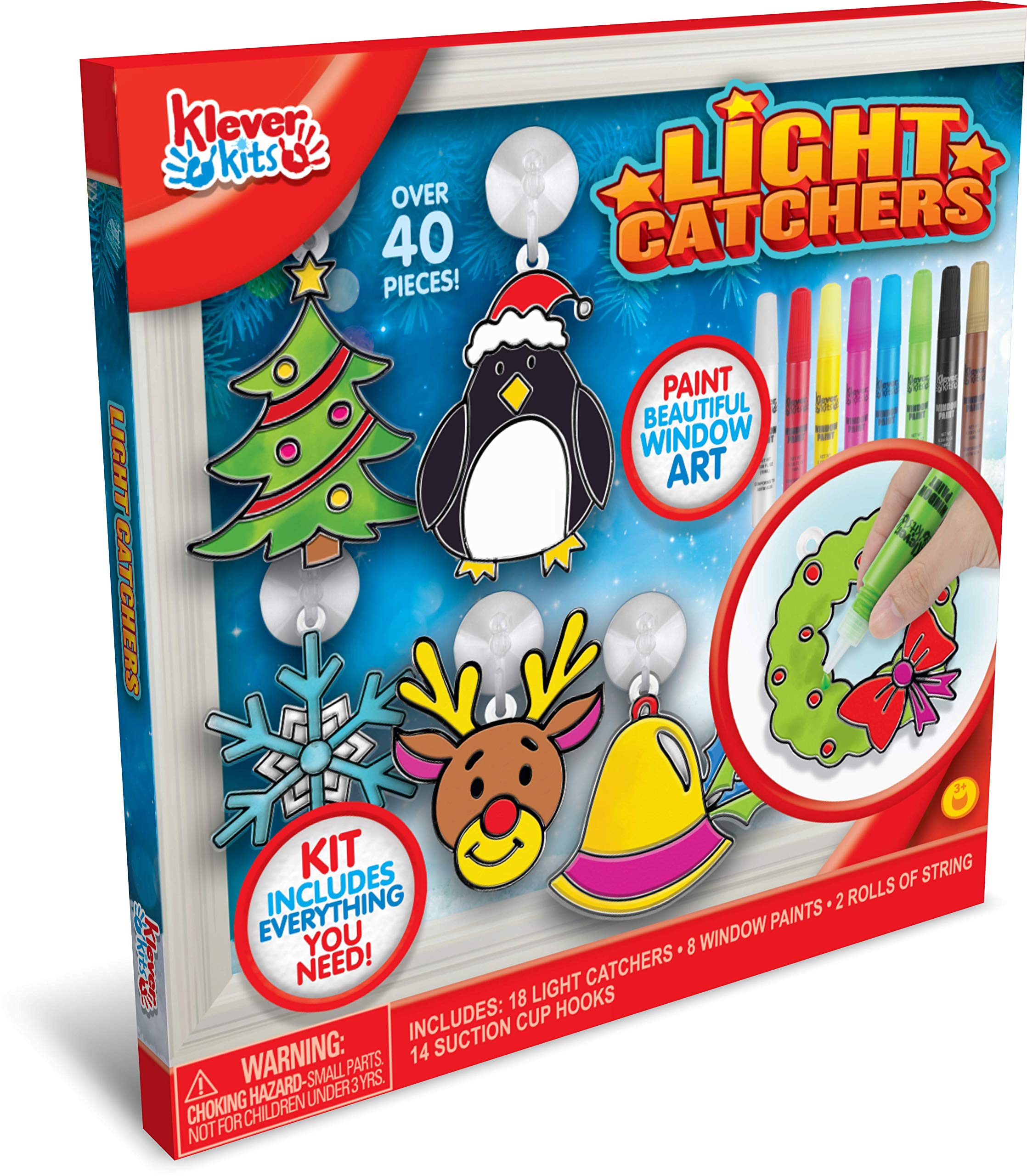 JOYIN Christmas 18 PCS Window Sun Catchers DIY Paint Art and Craft Kit, Make Your Own Window Clings for Christmas Holiday Decorations,Kids Art Project
