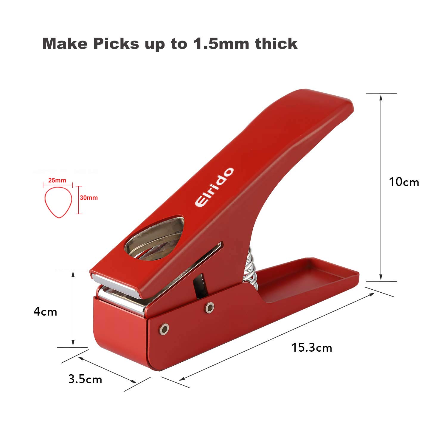 Elrido DIY Guitar Picks Punch Pick Maker to Make Your Endless Guitar Picks Puncher Tool Kit, 2 Pick Strips Sheet, Leather Key Chain Picks Holder - Guitar Picks Punch Tool Guitar Picks Cutter (Red)