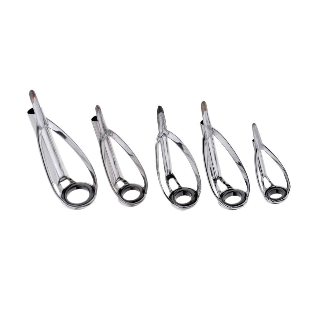 AFANGMQ 5 Pieces Fishing Rod Tip Top Repair Kit SIC Eye Ring Spinning Rod Pole Guides Tip Kit 5 Mixed Sizes