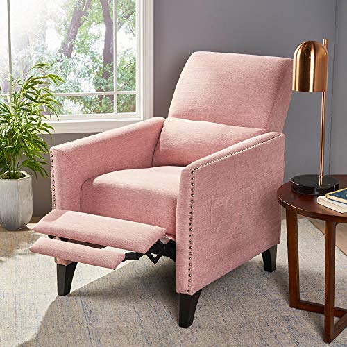 61.75" Pink and Brown Contemporary Push Back Recliner