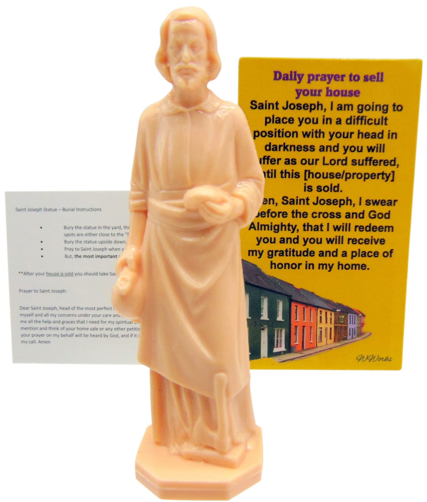 St Joseph Statue Home Selling Kit with Magnetic Holy Card for Refrigerator with Instruction Card Real Estate Patron Saint Pack