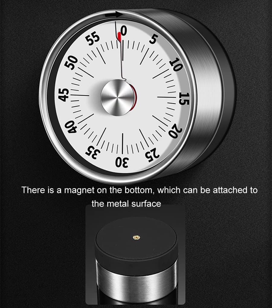 Beautysdream Magnetic Mechanical Kitchen Timer -Countdown 60 Minute Visual Time Management Tool Baking Cooking Steaming Barbecue (Black) for Kids, Teachers and Adults Small Cute (Black), One Size