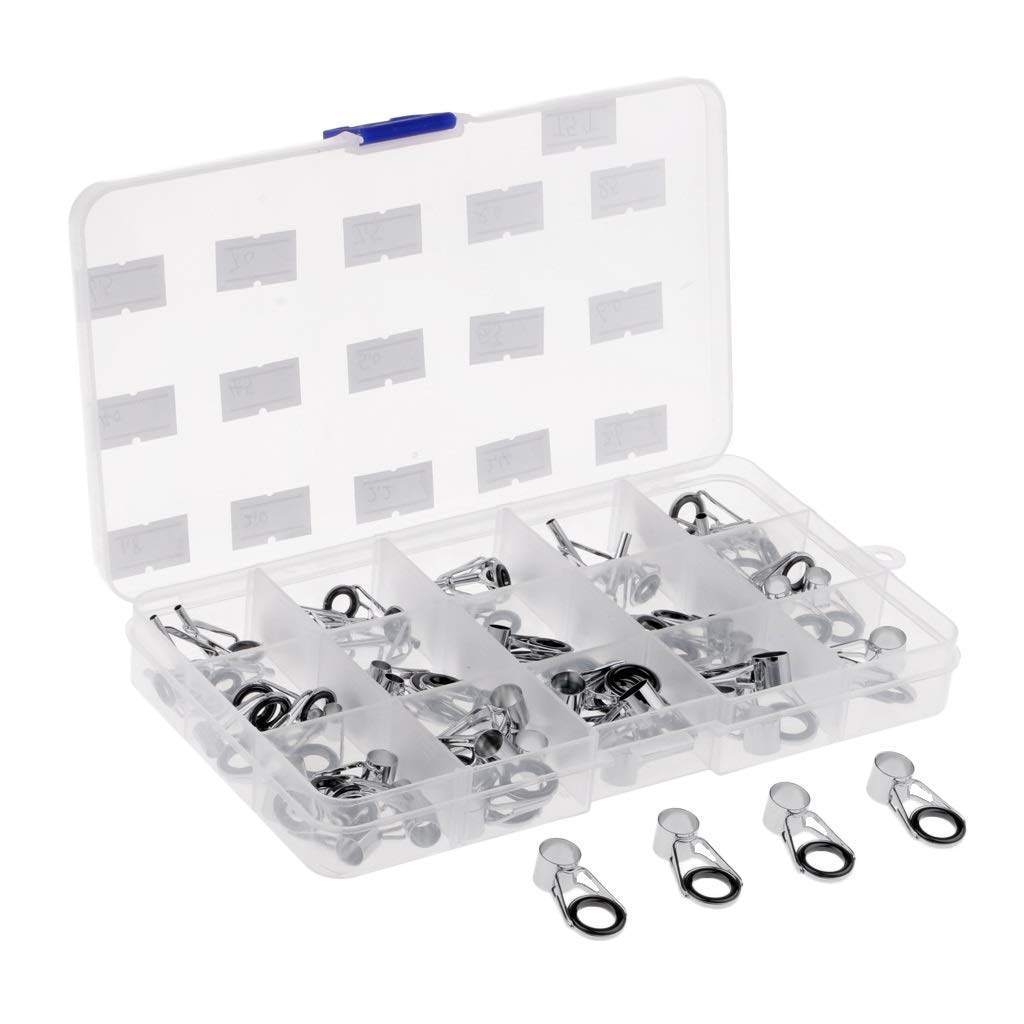 AFANGMQ 75pcs Telescopic Fishing Rod Guide Tip Repair Kit 4mm-8.5mm Rod Eye Rings Guides DIY Tackle