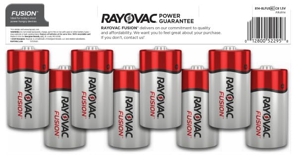 Rayovac Fusion C Batteries, Premium Alkaline C Cell Batteries (8 Battery Count)