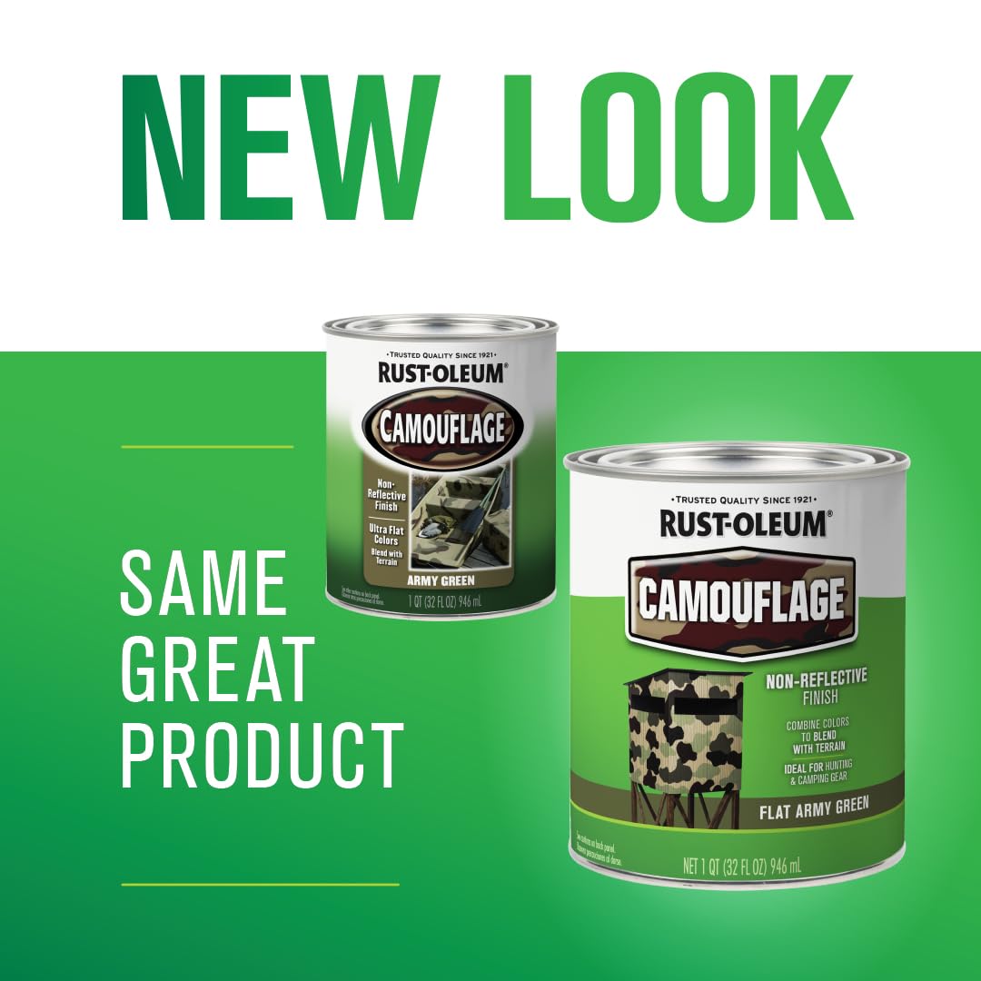 Rust-Oleum 379561 Specialty Camouflage Paint, Quart, Flat Army Green, 0.25 Gallon (Pack of 1)