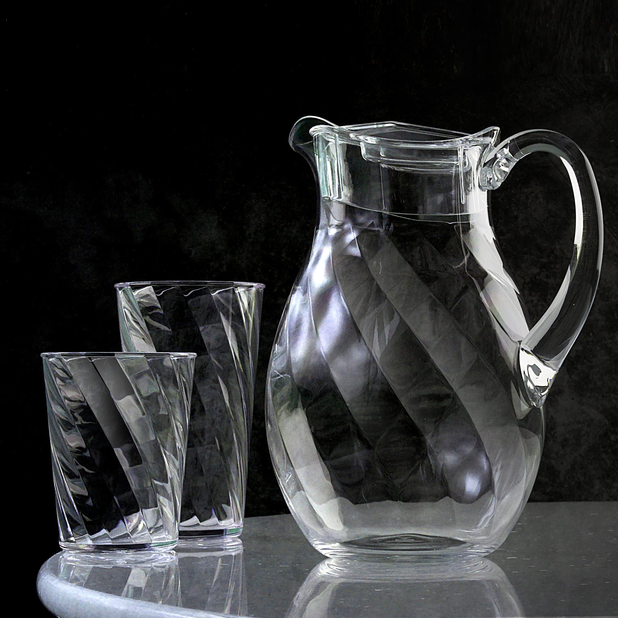 Amazing Abby - Glacier - 14-Ounce Plastic Tumblers (Set of 8), Plastic Drinking Glasses, All-Clear Reusable Plastic Cups, Stackable, BPA-Free, Shatter-Proof, Dishwasher-Safe