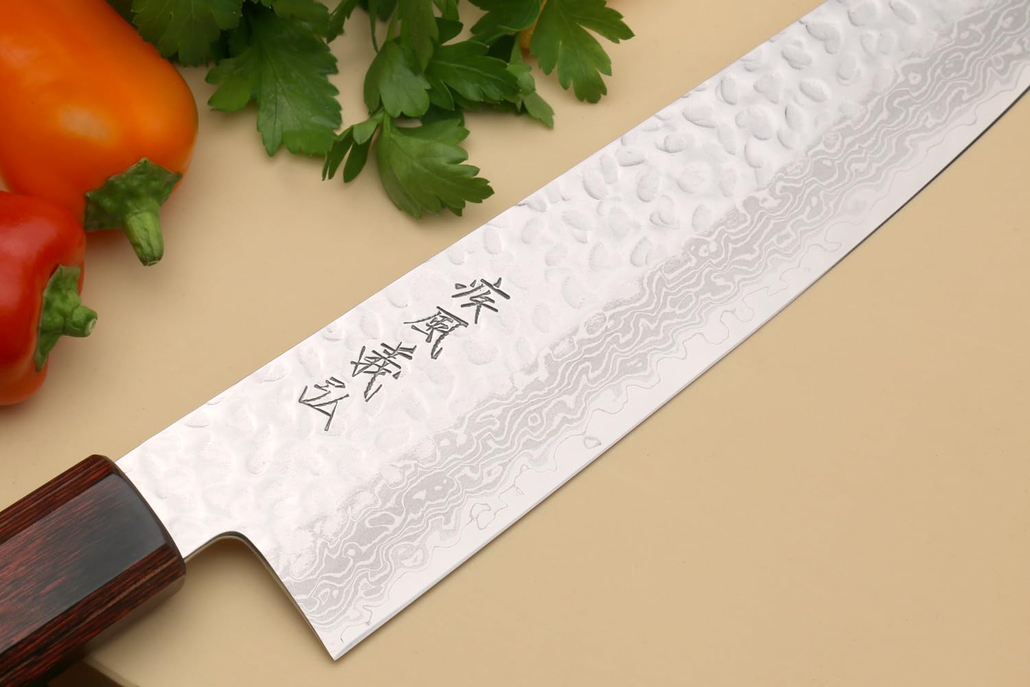 Yoshihiro VG10 46 Layers Hammered Damascus Gyuto Japanese Chefs Knife (Octagonal Shitan Rosewood Handle) (9.5" (240mm)