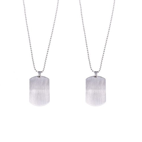 COSMOS 2 Pcs Military Dog Tags with 23.5 Inch Nickel Plated Steel Ball Chains