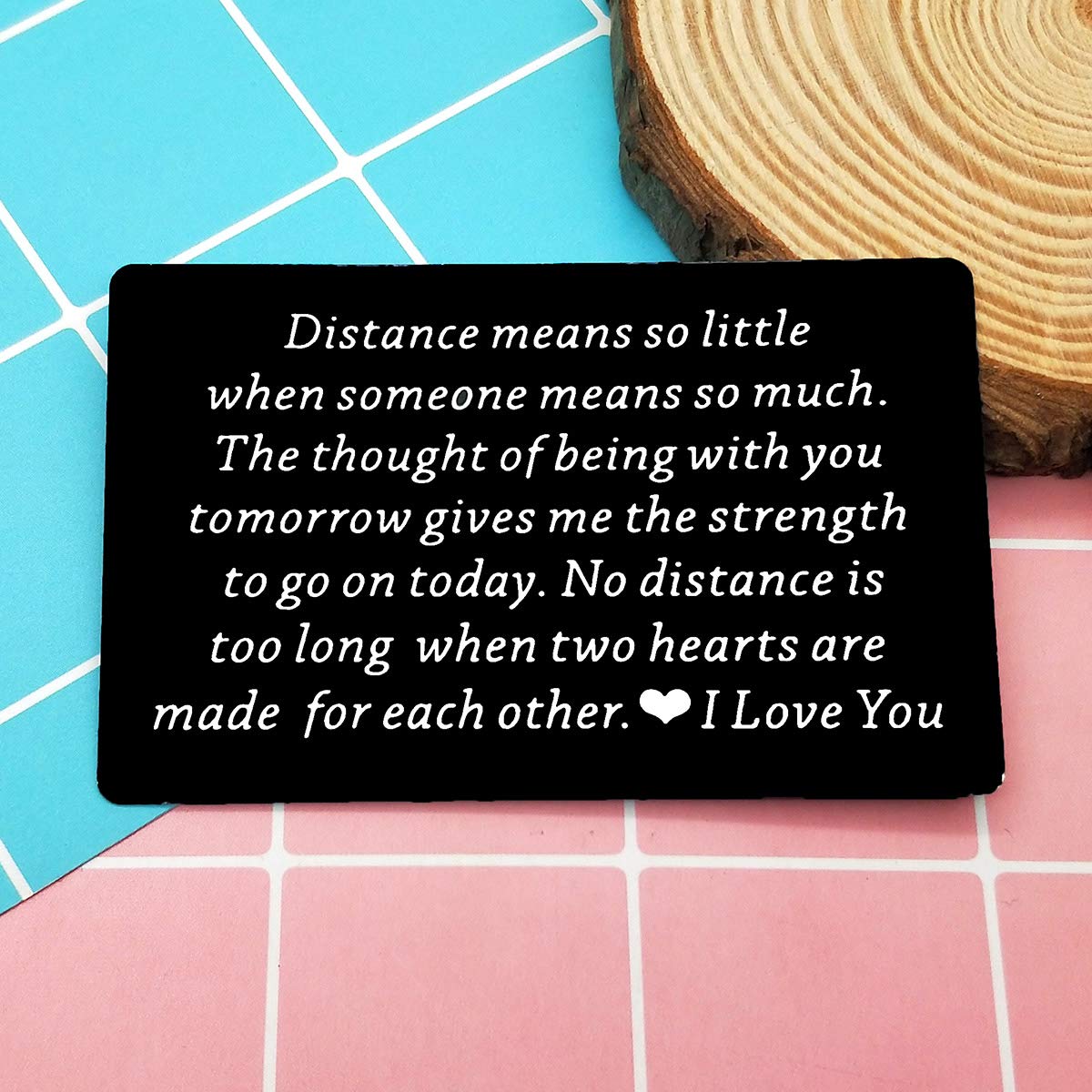 Engraved Wallet Inserts Card,Long Distance Couples Gift for Boyfriend,Long Distance Gift,Metal Wallet Love Note Card for Him Her,Military Deployment Gift for Husband Christmas Birthday Gift for Men