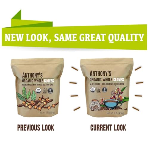 Anthony's Organic Whole Cloves, 1 lb, Gluten Free, Non GMO, Non Irradiated, Keto Friendly