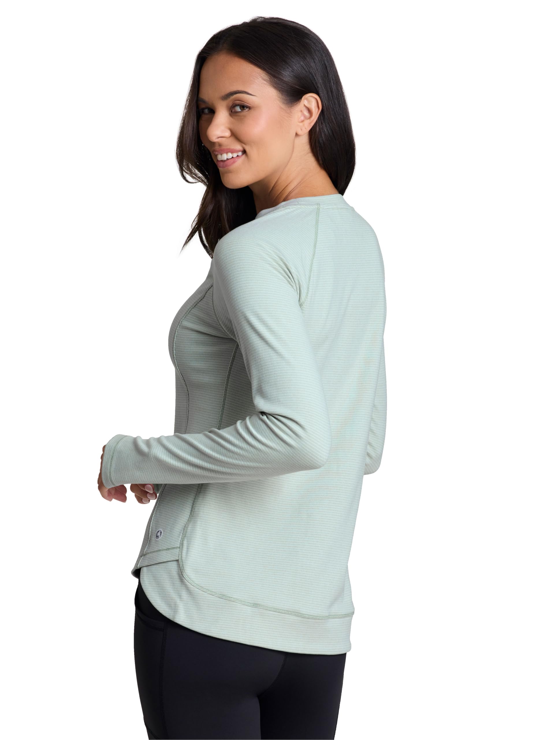 Avalanche Long Sleeve Tee for Women Super Soft Hiking Running Top Caramel Stripe L