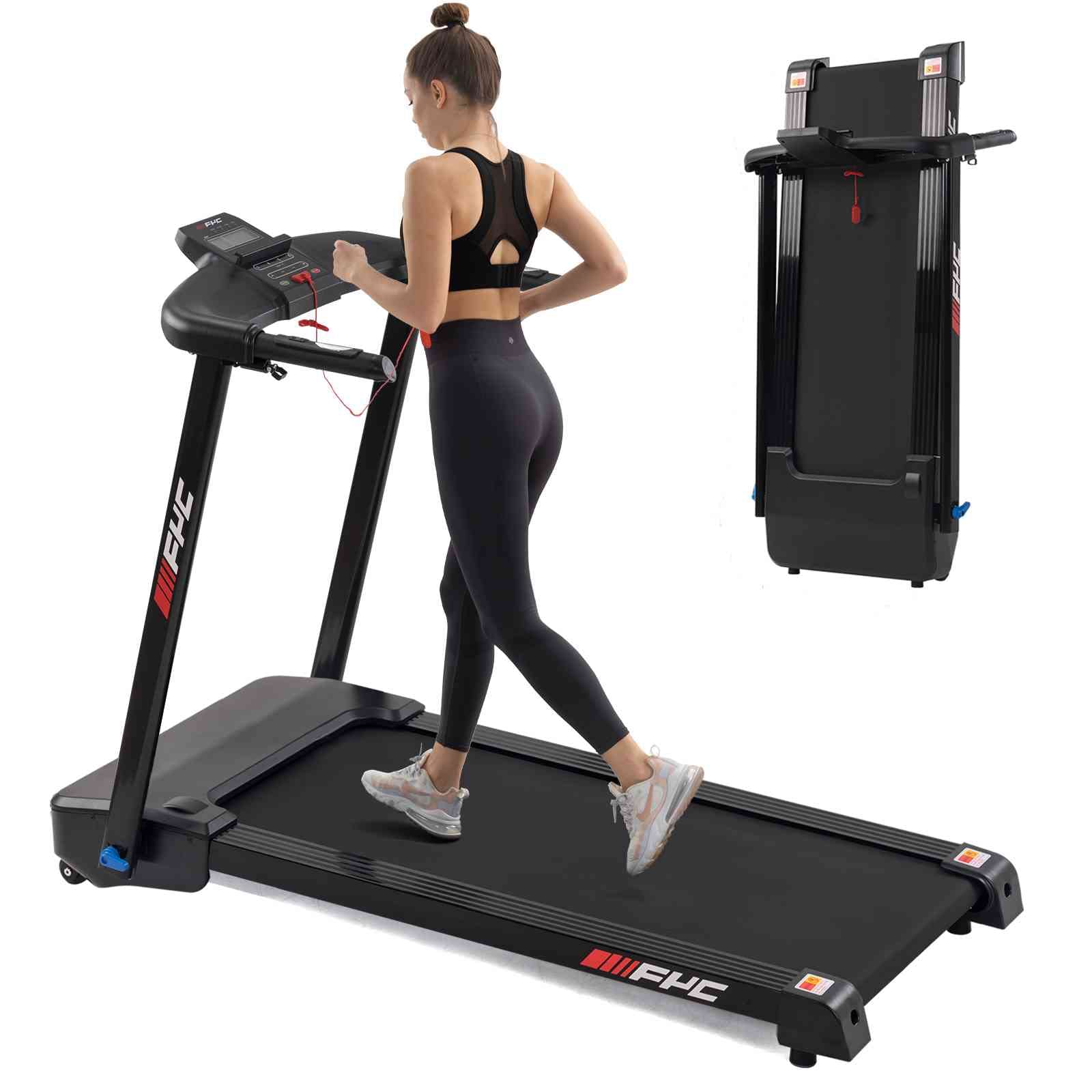 ATY 2.5 HP Folding Electric Treadmill with Display Screen for Home, Compact Running Machine w/Phone Holder & Safety Key, 240 LB Capacity, Jogging Walking Exercise Equipment, Black