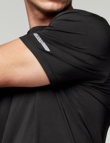 ATHLIO Men's Workout Running Shirts, Sun Protection Quick Dry Athletic Shirts, Short Sleeve Gym T-Shirts, 3pack Reflective Black/Black/Black, Small