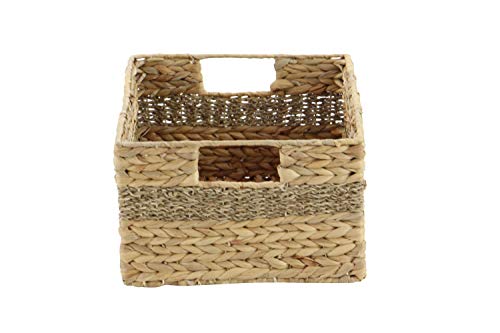 Deco 79 Seagrass Handmade Decorative and Functional Storage Basket Basket Organizer with Handles, Set of 4 Basket for Storage 16", 14", 12", 10"W, Light Brown