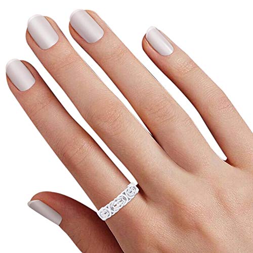 AFFY 14k White Gold Over Sterling Silver Byzantine Ring Jewelry For Engagement Wedding Anniversary Ring Size-8