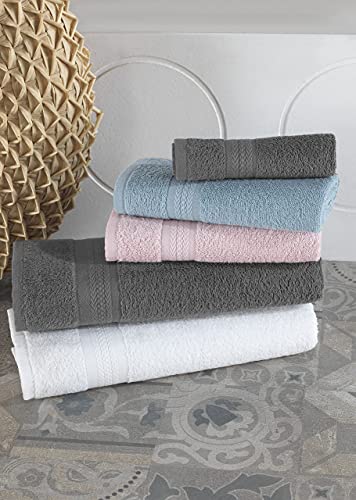 REGAL RUBY Quick-Dry 4 Pieces Grey Hand Towels Highly Absorbent 100% Turkish Cotton - Perfect Lightweight Towel for Bathroom, Kitchen, Guests, Pool, Gym, Camp, Travel, College Dorm, Shower