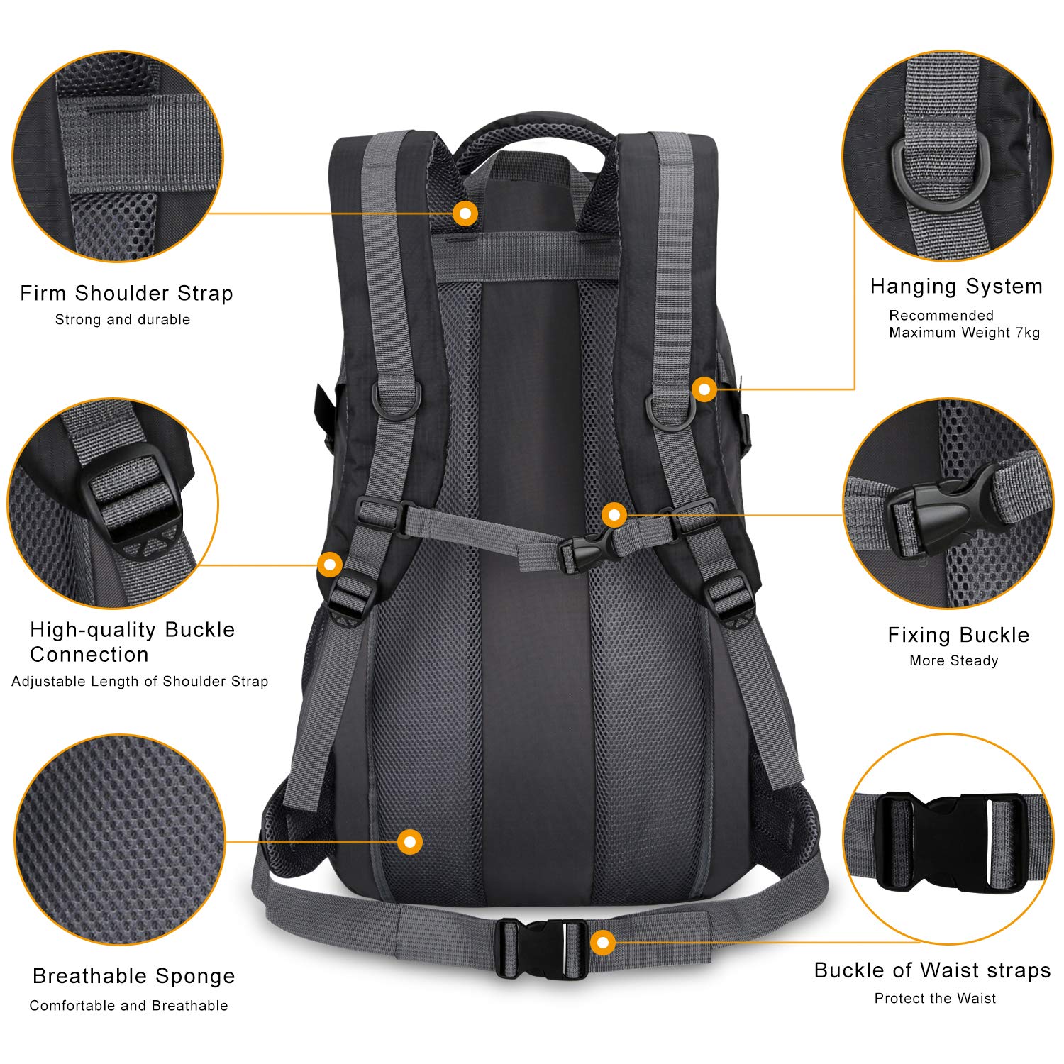 ANSKE 60L Hiking Backpack Waterproof Travel Fishing Climbing Camping Hiking Daypack for Men Women