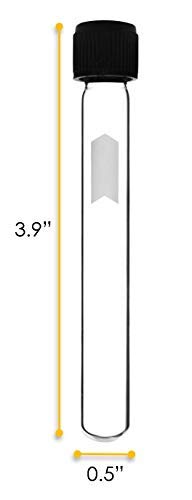 EISCO 24PK Test Tubes, 5ml - Bakelite Screw Cap with Rubber Liner - Borosilicate 3.3 Glass - 3.9" x 0.5"- Round Bottom - Blank Writable Area - Leak Proof