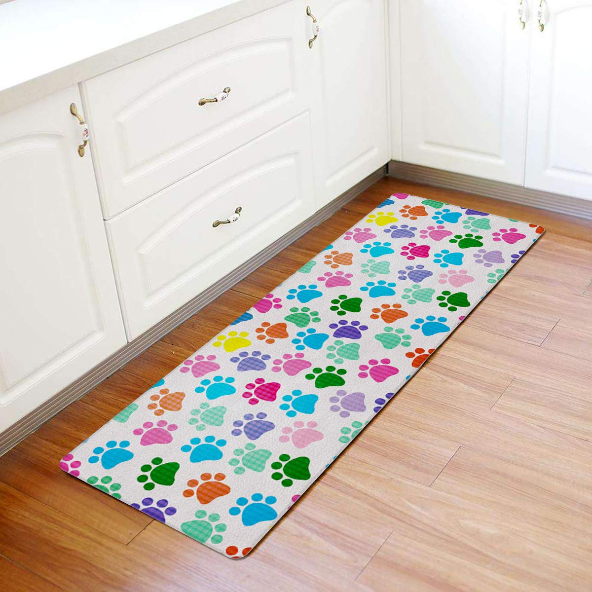 Anti-Fatigue Kitchen Mat- Dog Paw Print Durable Soft All-Purpose Doormat Standing Mat Bathroom Rugs, Stain Resistant and Comfort- 18" x 30"