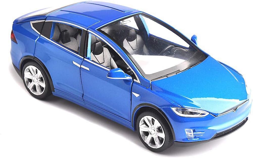 ANTSIR Car Model X 1:32 Scale Alloy diecast Pull Back Electronic Toys with Lights and Music,Mini Vehicles Toys for Kids Gift (Blue)