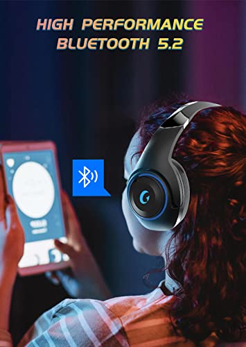 KAPEYDESI Wireless Gaming Headset, 2.4GHz USB Gaming Headphones for PC, PS4, PS5, Mac with Bluetooth 5.2, 40H Battery Life, Detachable Microphone, 3.5mm Wired Jack for Xbox Series (Black)