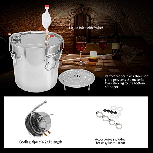 BEAMNOVA 22L 5.81 Gal Oil Still Kit, Stainless Steel Home Build-in Thermometerā¦