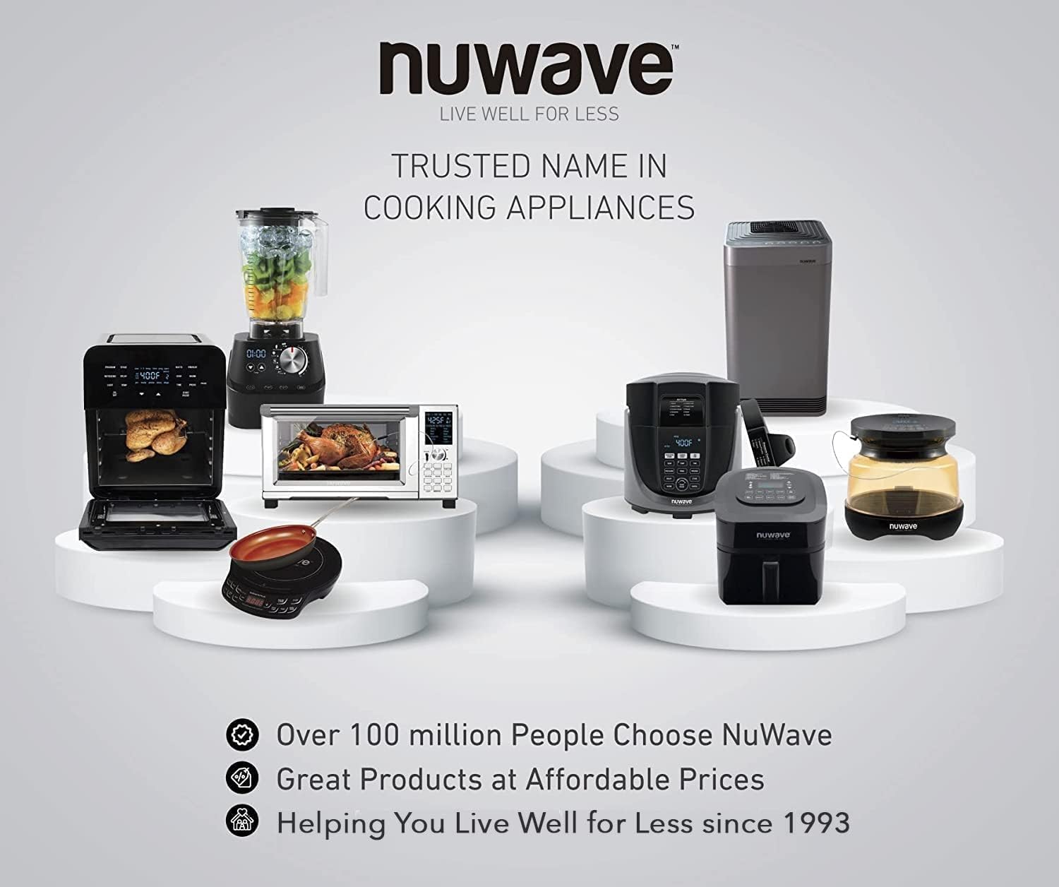 Nuwave Whole Body 3-Ply Stainless Steel Frying Pan Skillet 10", Premium 18/10, Even-Heating Tech&Heavy-Duty Construction,