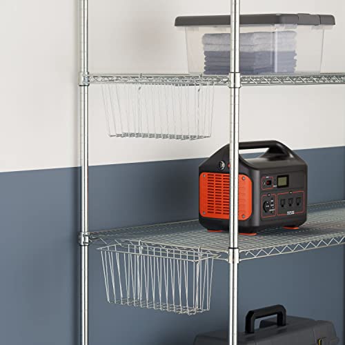 TRINITY EcoStorage 15-Inch Metal Hanging Basket to Use With Shelf Units and Storage Racks for Garage, Kitchen, and Closet Organization, NSF Certified, 10 Pound Capacity, Chrome, 2-Pack
