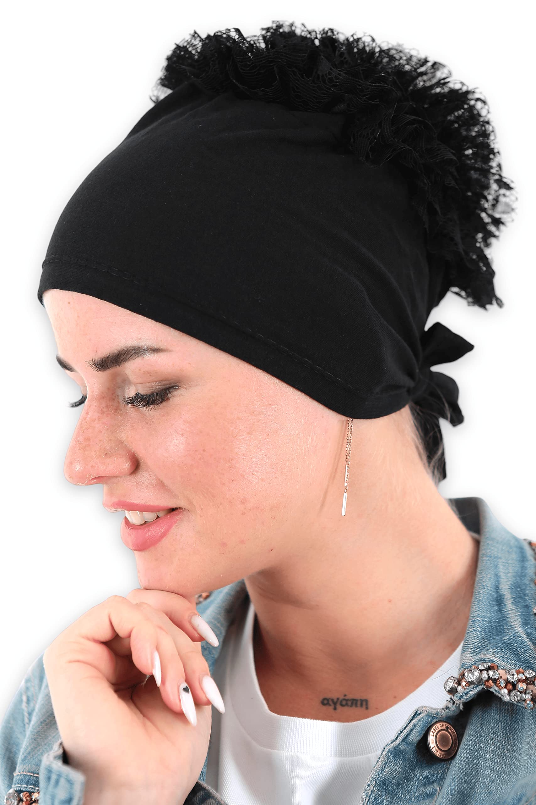 Avanos Hijab Undercap Volumizer, 100% Cotton Hijab for Women, Underscarf Hijab Cap, Instant Ready to Wear Head Wrap Muslim (Black)