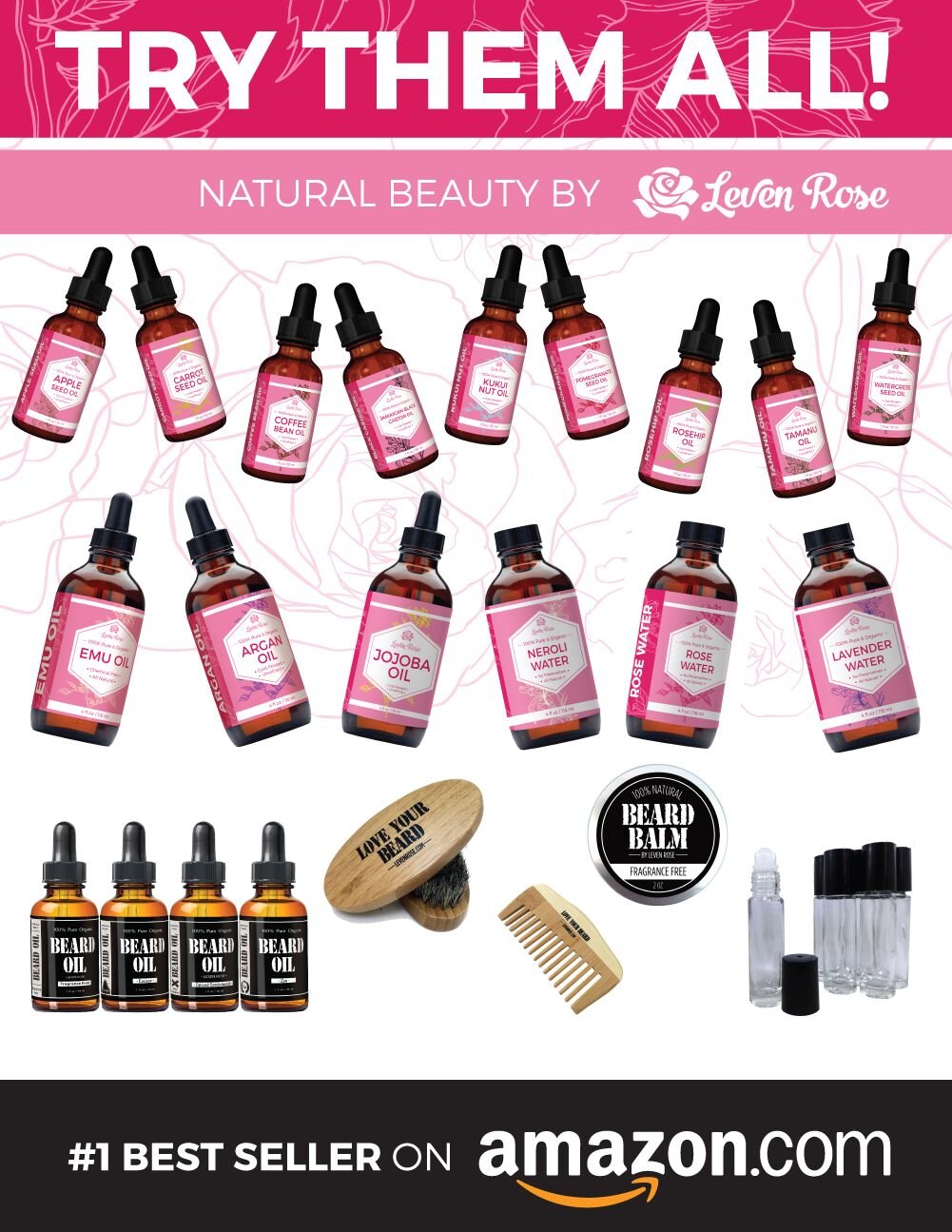 Leven Rose Carrot Seed Oil Pure Unrefined Cold Pressed Moisturizer for Hair Skin and Nails 1 oz