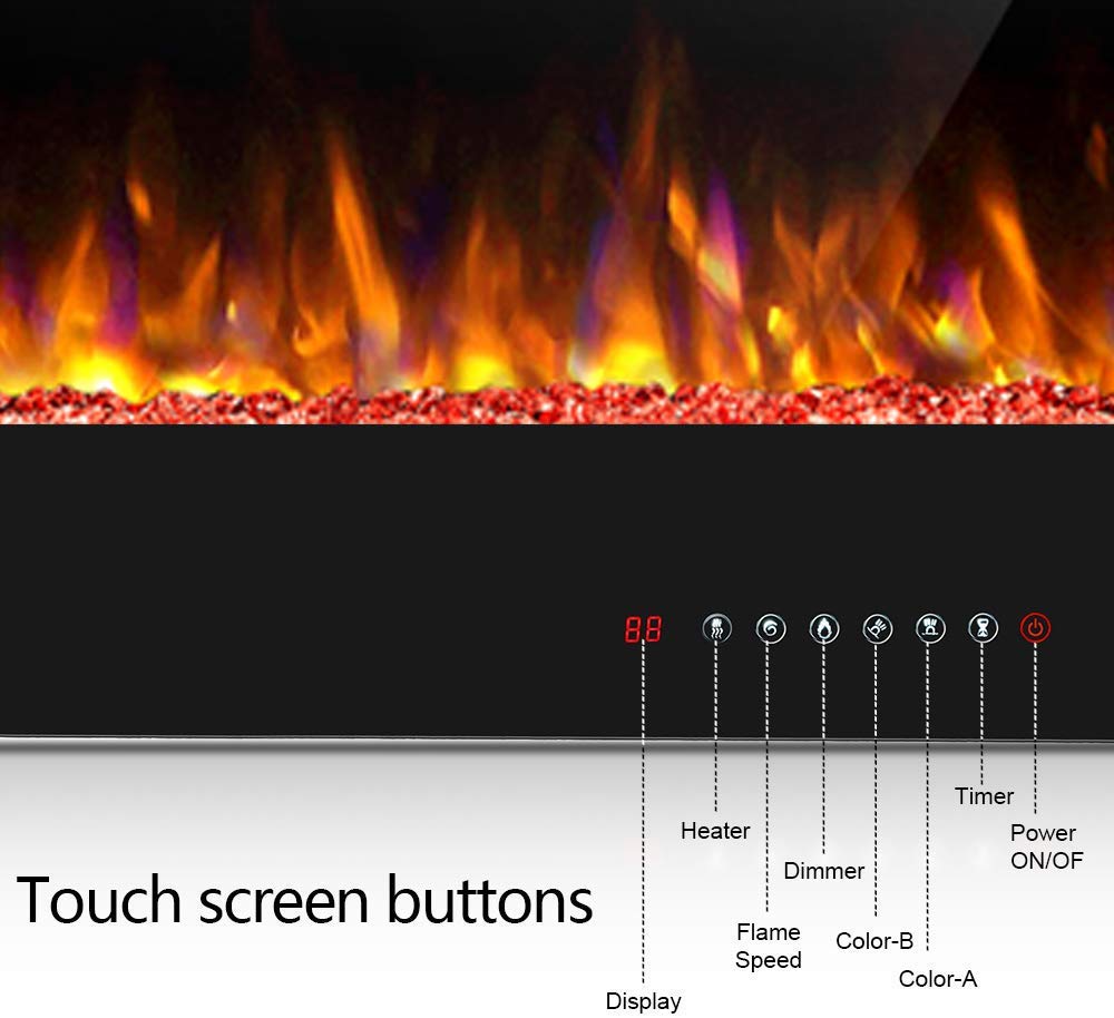 Antarctic Star 50 Inch Electric Fireplace in-Wall Recessed and Wall Mounted, Fireplace Heater and Linear Fireplace with Multicolor Flame, Timer, 750/1500W Control by Touch Panel & Remote…
