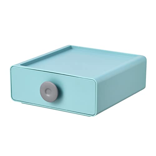 ZSEDP Nordic Stackable Drawers Desktop Storage Box Sundries Organizer Case Rack Cute Cosmetics Container (Color : Blue, Size : 1 Layers)