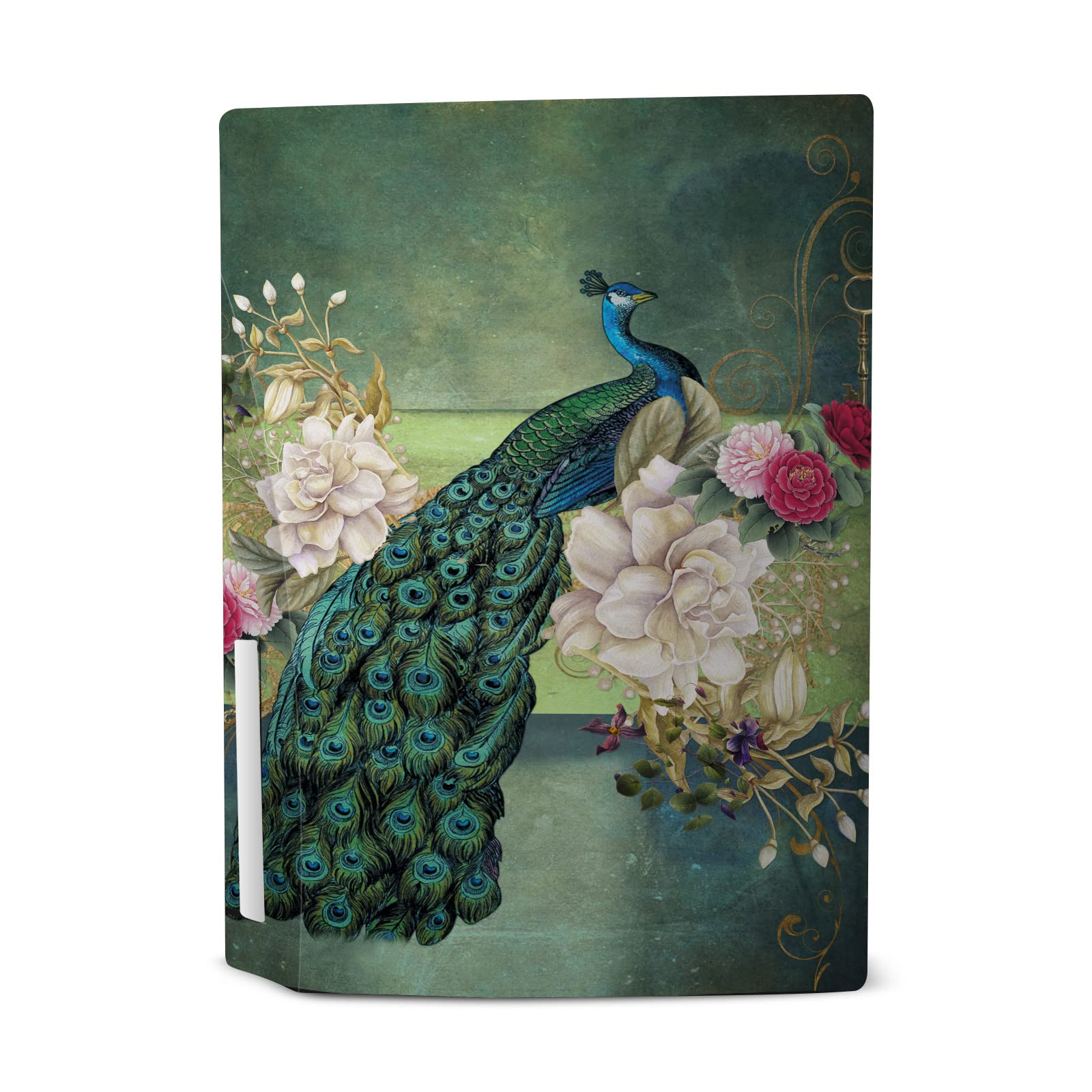 Head Case Designs Officially Licensed Jena DellaGrottaglia Peacock Animals Vinyl Faceplate Sticker Gaming Skin Decal Cover Compatible With Sony PlayStation 5 PS5 Disc Edition Console