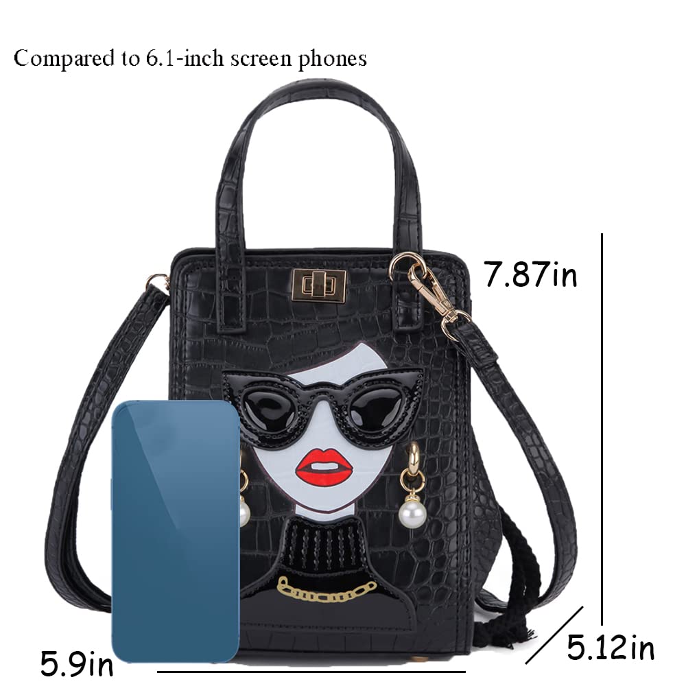 ENJOININ Novelty Lady Face Purses and Handbags for Women Casual Shoulder Bag Fashion Bat Bag