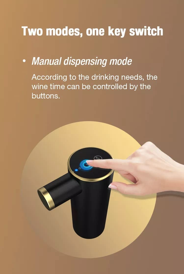 Automatic/Manual Wine Aerator, USB Rechargeable Wine Pump Dispenser Electric Aeration and Decanter Wine Spout Pourer, Red & White Wine Accessories Automatic Aerator β White